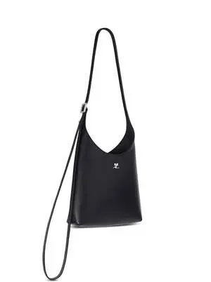 COURREGES Small Leather Tote Bag - Black