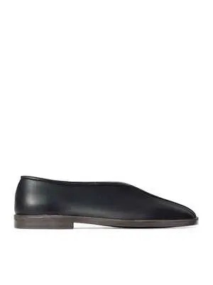 LEMAIRE Flat Leather Slippers With Shiny Lambskin Trim - Multicolor