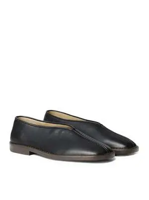 LEMAIRE Flat Leather Slippers With Shiny Lambskin Trim - Multicolor