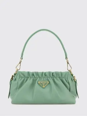 Prada Nappa Leather Ruched Tote Bag - Green