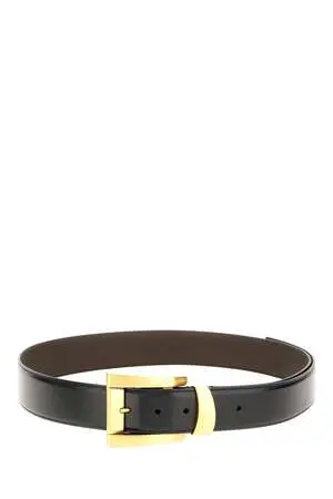 VERSACE VERSACE Leather Belt With Gold Tone Buckle
