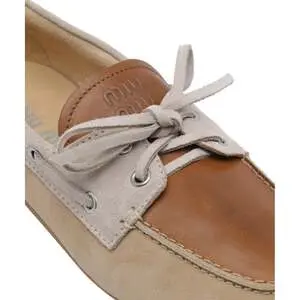 Miu Miu Logo Loafers - Cream