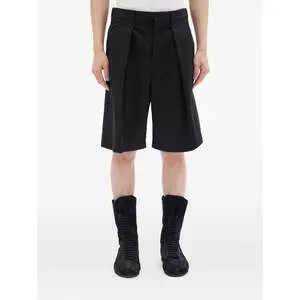 ANN DEMEULEMEESTER Tailored Pleated Cotton Shorts - Black
