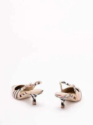 Burberry Checked Slingback Heels - Multicolor