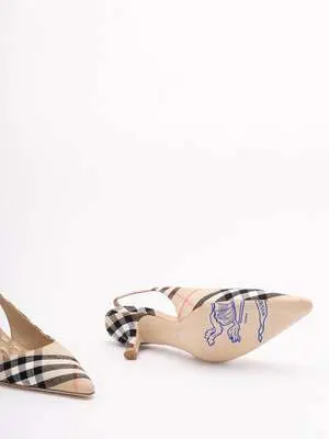 Burberry Checked Slingback Heels - Multicolor
