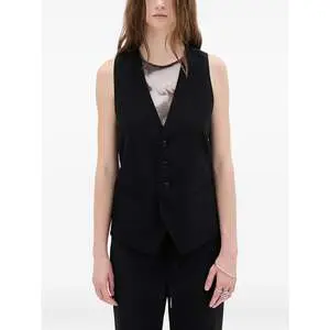 ANN DEMEULEMEESTER Sleeveless V-neck Waistcoat - Black