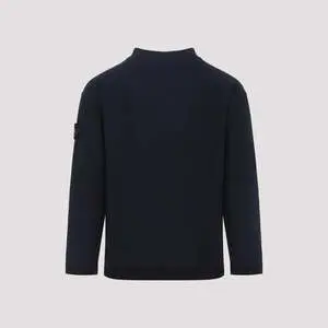 Stone Island Navy Mélange Cotton Blend Sweater