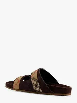 Burberry Suede And Synthetic Fabric Double Strap Sandals - Multicolor
