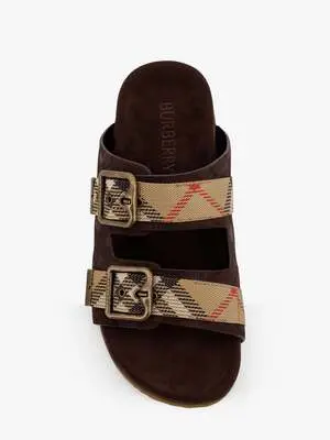 Burberry Suede And Synthetic Fabric Double Strap Sandals - Multicolor