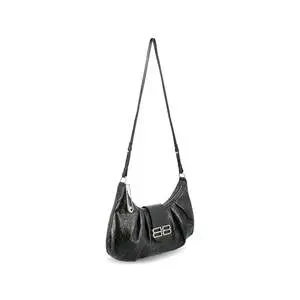 Balenciaga Lambskin Shoulder Bag With Chain Detail - Black