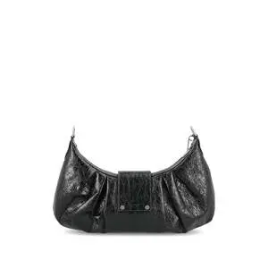 Balenciaga Lambskin Shoulder Bag With Chain Detail - Black