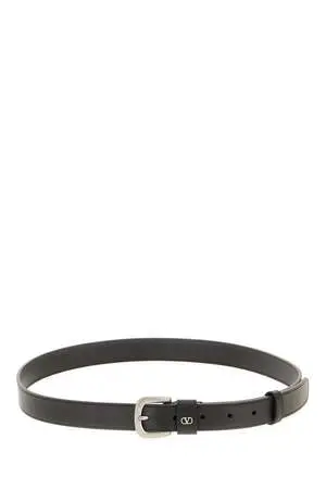 Valentino Garavani Leather Belt With Silver Tone Buckle - Multicolor