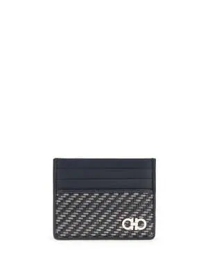FERRAGAMO Lattice Motif Card Holder - Blue