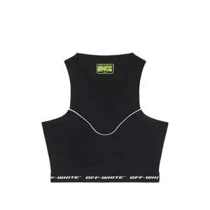 Off-White Branded Band Fitted Sleeveless Crew-neck Top - Black