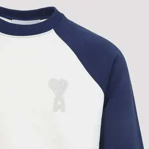 AMI Paris Boxy Fit Crewneck Sweatshirt With Crocheted Logo Patch