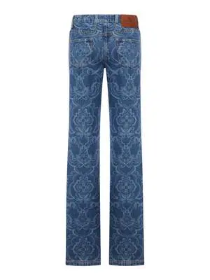 Etro Jacquard Denim Jeans With Ornamental Pattern