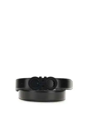 FERRAGAMO Leather Belt With Engraved Logo Buckle