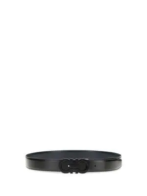FERRAGAMO Leather Belt With Engraved Logo Buckle