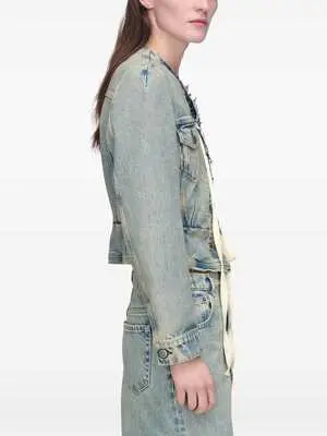 MAISON MARGIELA Denim Jacket With Raw-cut Hem - Blue
