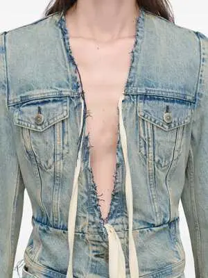 MAISON MARGIELA Denim Jacket With Raw-cut Hem - Blue