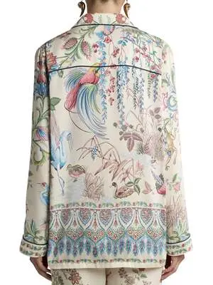 Etro Twill Shirt With Placed Flora And Fauna Print - Multicolor