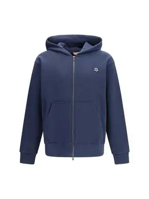 Kenzo Boke Flower' Embroidered Zip Hoodie - Blue