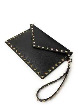 Valentino Garavani Rockstud Pouch In Calfskin - Black
