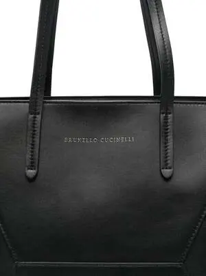 Brunello Cucinelli Leather Shopper Bag - Black