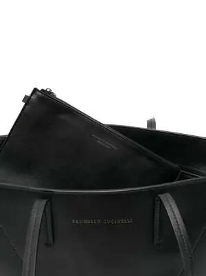 Brunello Cucinelli Leather Shopper Bag - Black