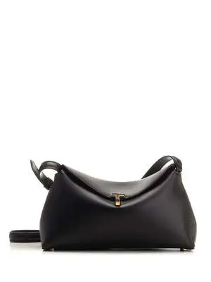 TOTEME T-lock Leather Shoulder Bag - Black
