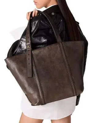 GOLDEN GOOSE 24/7 East West Bag In Distressed Leather - Brown