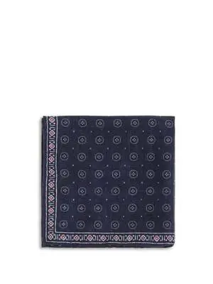 Brunello Cucinelli Ethnic-patterned Silk Pocket Square - Blue
