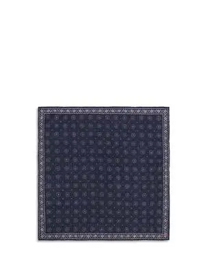Brunello Cucinelli Ethnic-patterned Silk Pocket Square - Blue