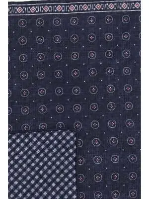 Brunello Cucinelli Ethnic-patterned Silk Pocket Square - Blue