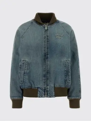 Miu Miu Denim Bomber Jacket - Blue