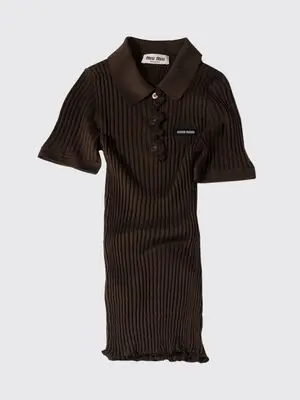 Miu Miu Polo Shirt With Classic Collar - Brown