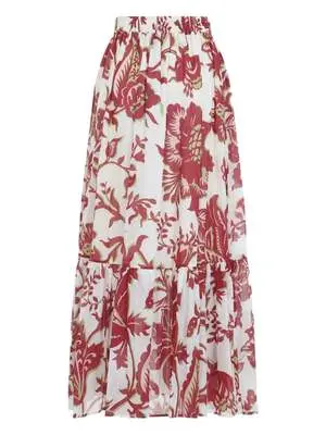 Etro Flounce Hem Maxi Skirt With Elastic Waist - Multicolor