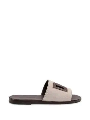 Dolce & Gabbana Logo Slide Sandals - Brown