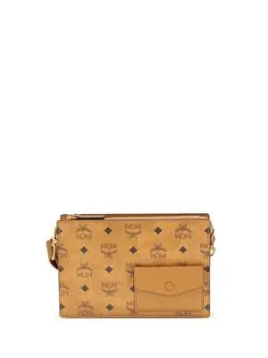 Mcm Aren Visetos Monogram Canvas Shoulder Bag - Brown