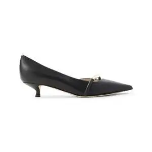 Giorgio Armani Leather Court Decollete With Metal Detail - Black