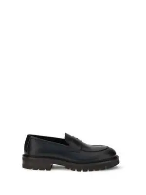 FERRAGAMO Penny Loafers With Embossed Detailing - Black