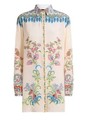 Etro Long Silk Shirt With Side Vents
