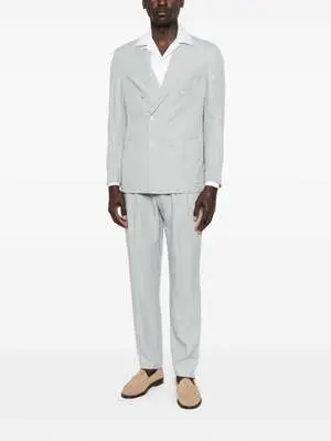 Eleventy Double-breasted Linen Suit - Blue