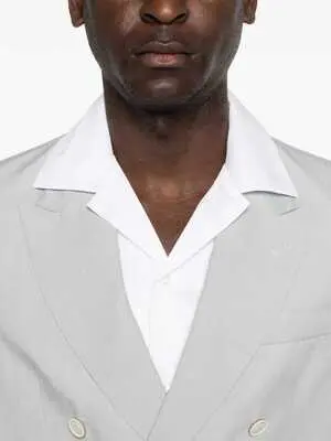 Eleventy Double-breasted Linen Suit - Blue