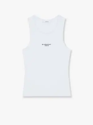 Givenchy Cotton Blend Ribbed Tank Top With Printed Logo - White