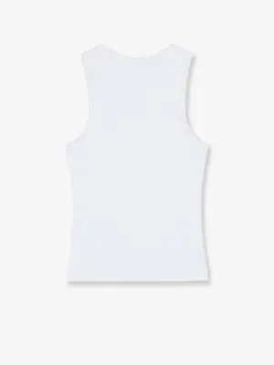 Givenchy Cotton Blend Ribbed Tank Top With Printed Logo - White