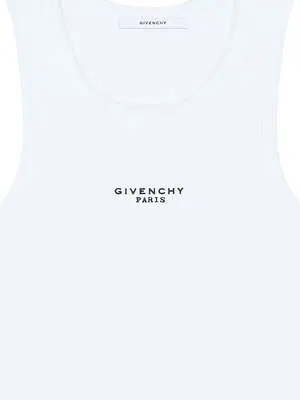 Givenchy Cotton Blend Ribbed Tank Top With Printed Logo - White