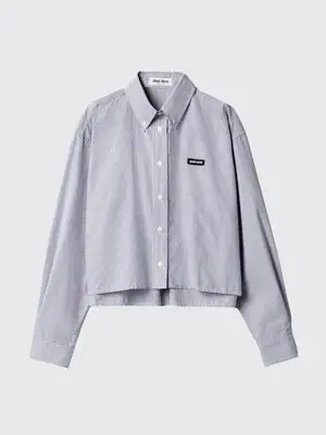 Miu Miu Cotton Shirt With Classic Collar - Blue