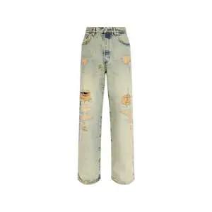 Kenzo Distressed Straight-leg Jeans - Brown