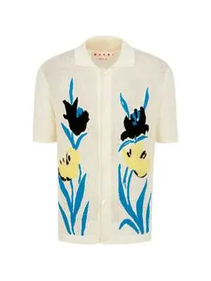 Marni Floral Knit Polo Cardigan - Multicolor